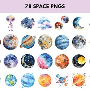 Space Watercolor Clipart, Cute Astronaut Illustration, Rocket ...