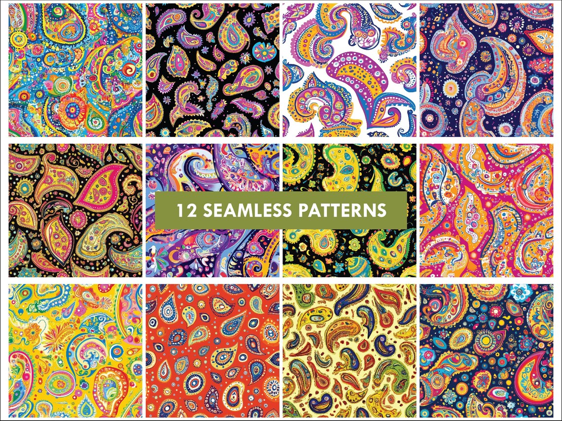 Retro Paisley Pattern, Seamless Patterns, Vintage Abstract Digital ...