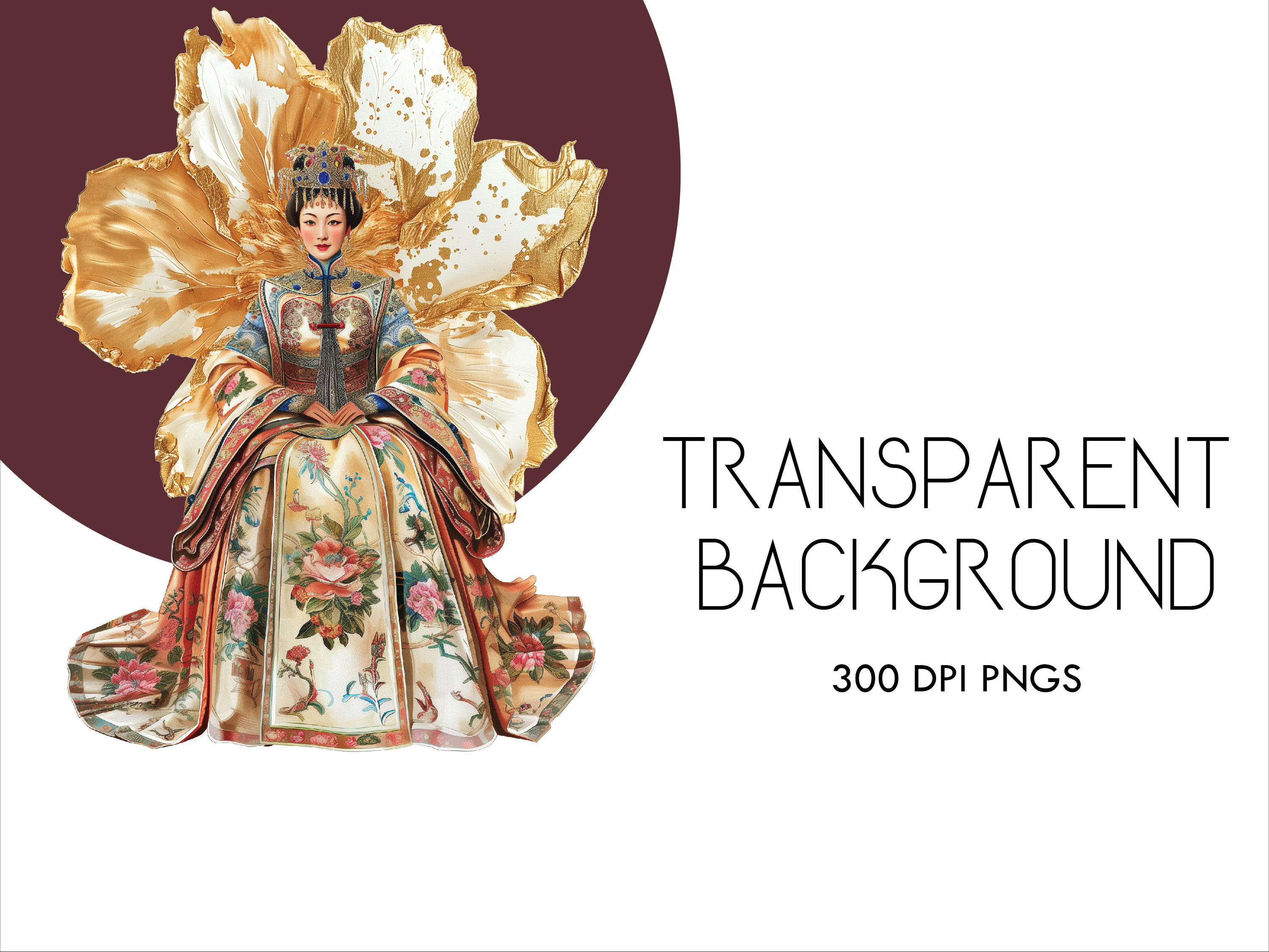 Blossom Empress Clipart: Mixed Media Art Printable (85 Pngs, 25 ...