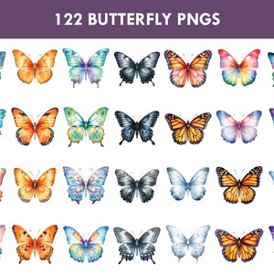 Butterflies Watercolor Clipart, Colorful Butterfly Illustrations ...
