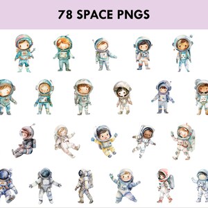 Space Watercolor Clipart, Cute Astronaut Illustration, Rocket ...