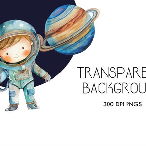 Space Watercolor Clipart, Cute Astronaut Illustration, Rocket ...