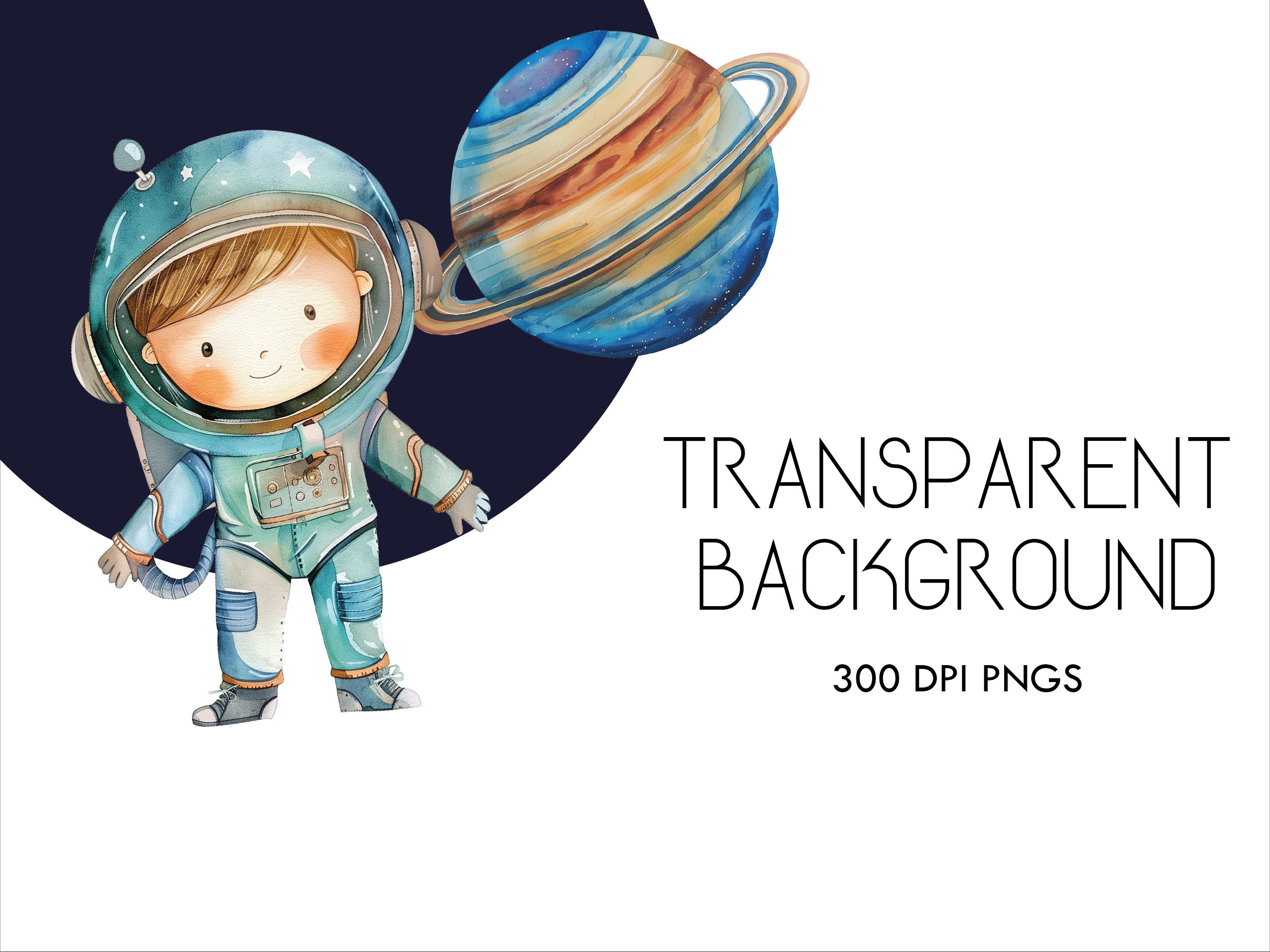 Space Watercolor Clipart, Cute Astronaut Illustration, Rocket ...