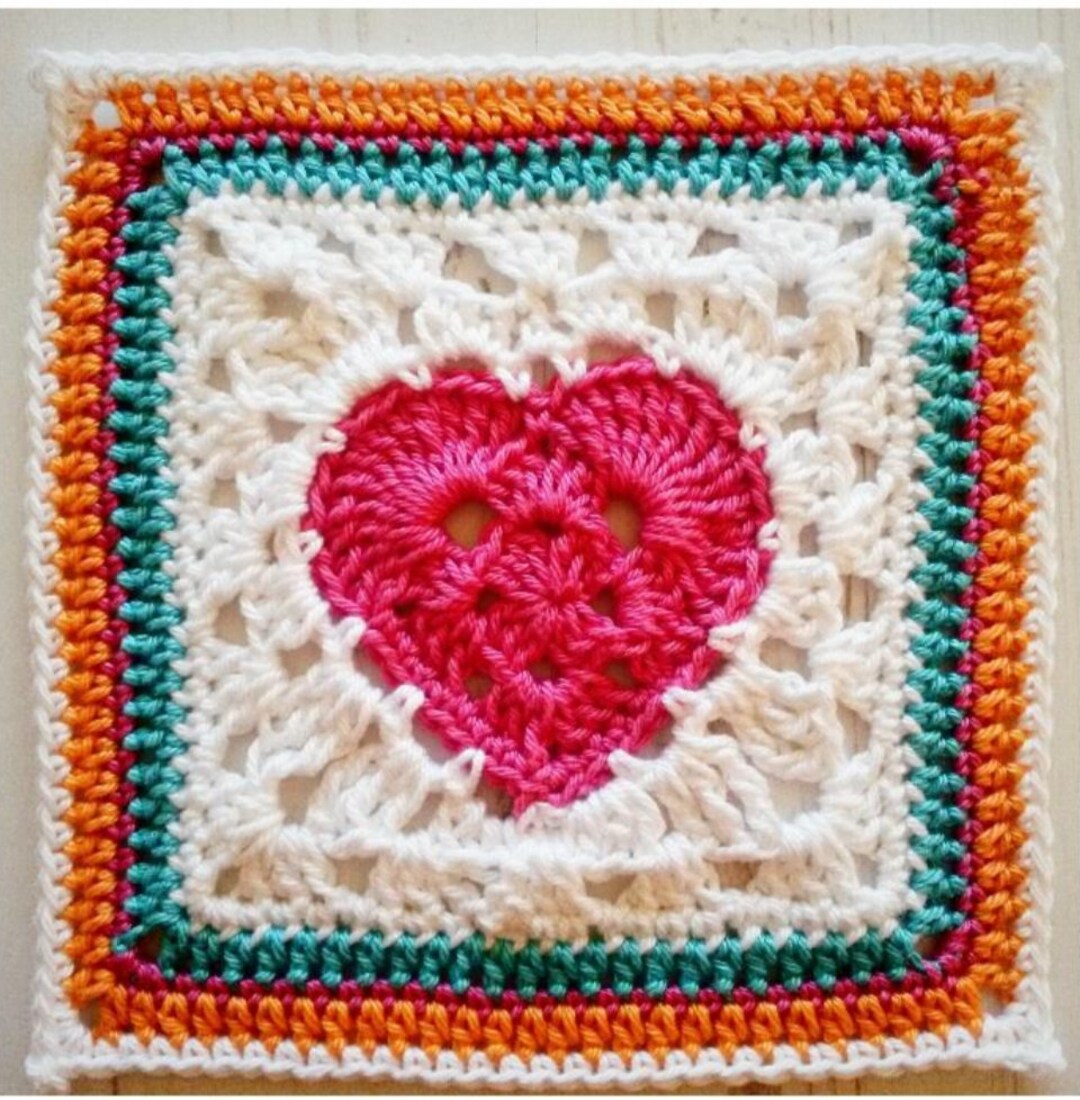 Crochet Heart Granny Square PDF Pattern - Etsy