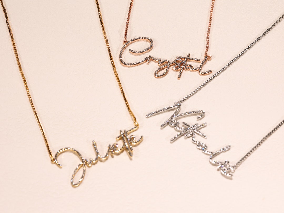 Custom Diamond Name Necklace, Name Necklace, Bling Name Necklace ...