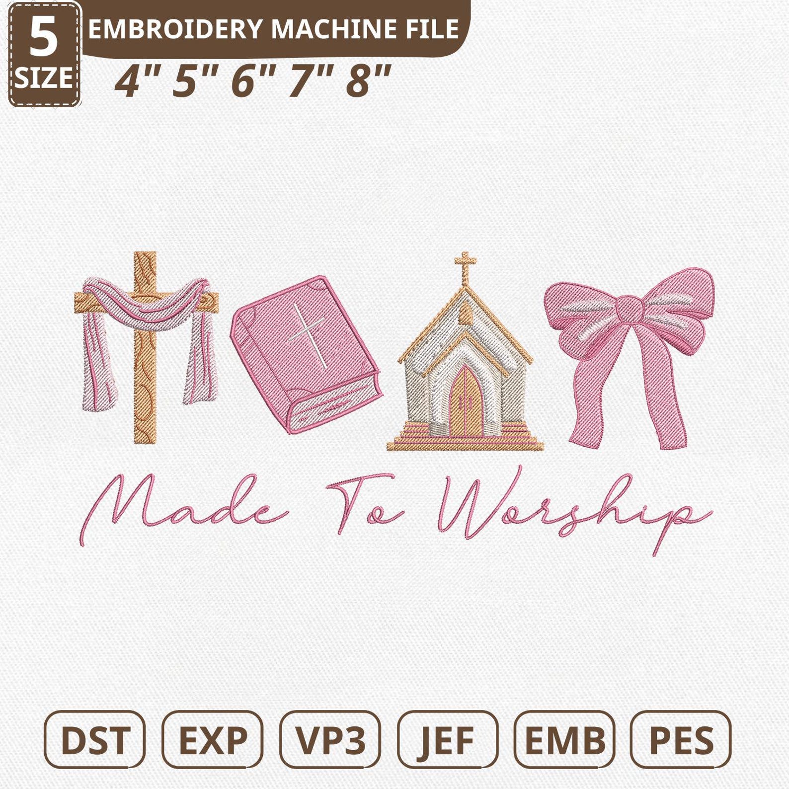 Made to Worship Embroidery Design, Christian Scripture (digital ...