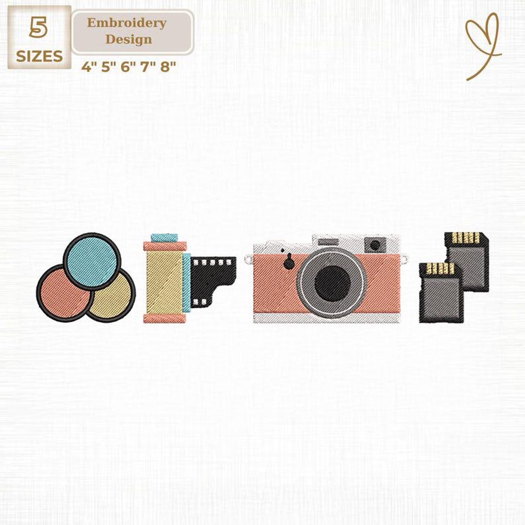 Photography Equipment Machine Embroidery File, Cameraman Profession ...