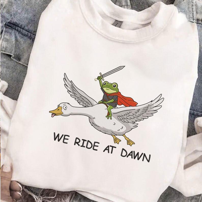 We Ride at Dawn Machine Embroidery File, Grumpy Frog Goose Meme ...