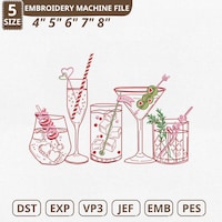 Set of 15 Cocktail Drinks Mini Embroidery Designs, Drink Cocktails ...
