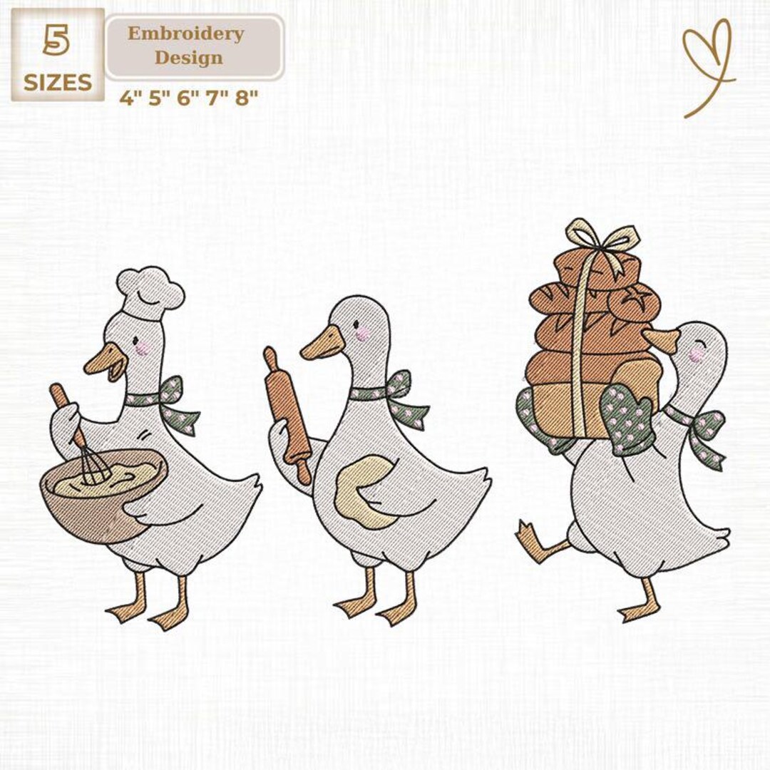 Goose Baking Crew Sourdough Bread Embroidered File, Pastry Chef Digital ...