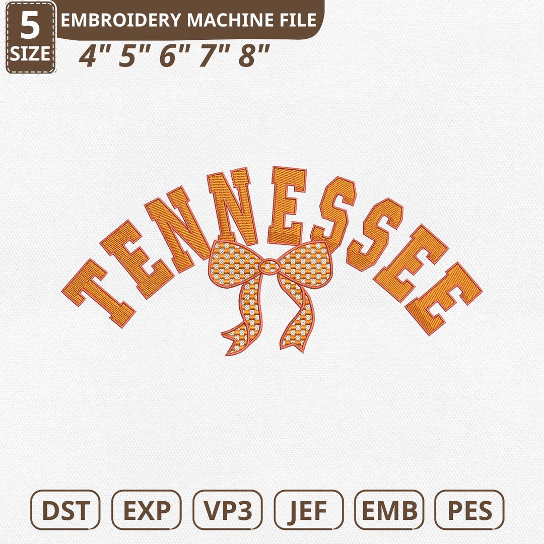 Tennessee Checkered Bow Embroidery Design, TN City (digital Download ...