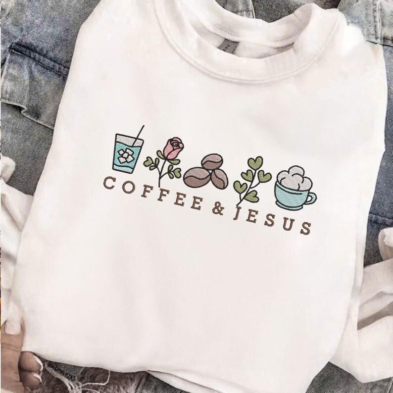 Coffee and Jesus Machine Embroidery File, Christian Caffeine ...