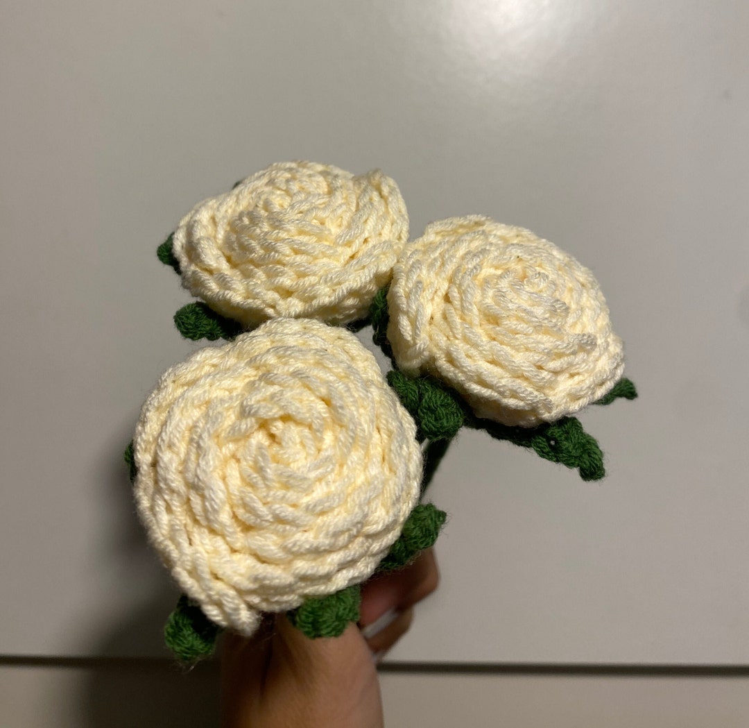 Crocheted Rose Cream Color - Etsy