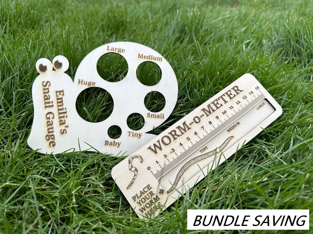 Worm Tape Measure/ruler and Snail Sizer - Combined Pack - Personalise ...