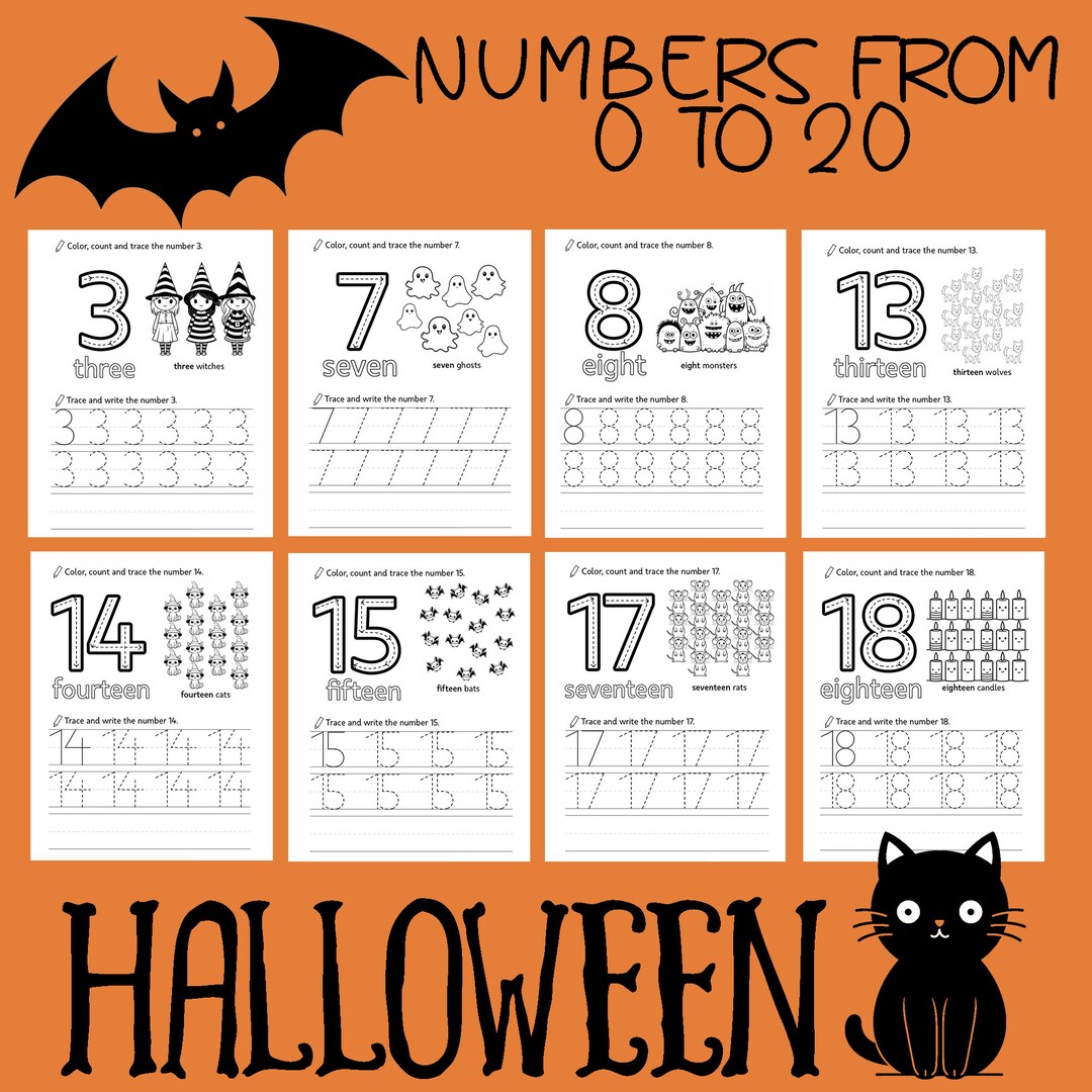 Números del 0 al 20 Hojas de trabajo imprimibles con tema de - Etsy España