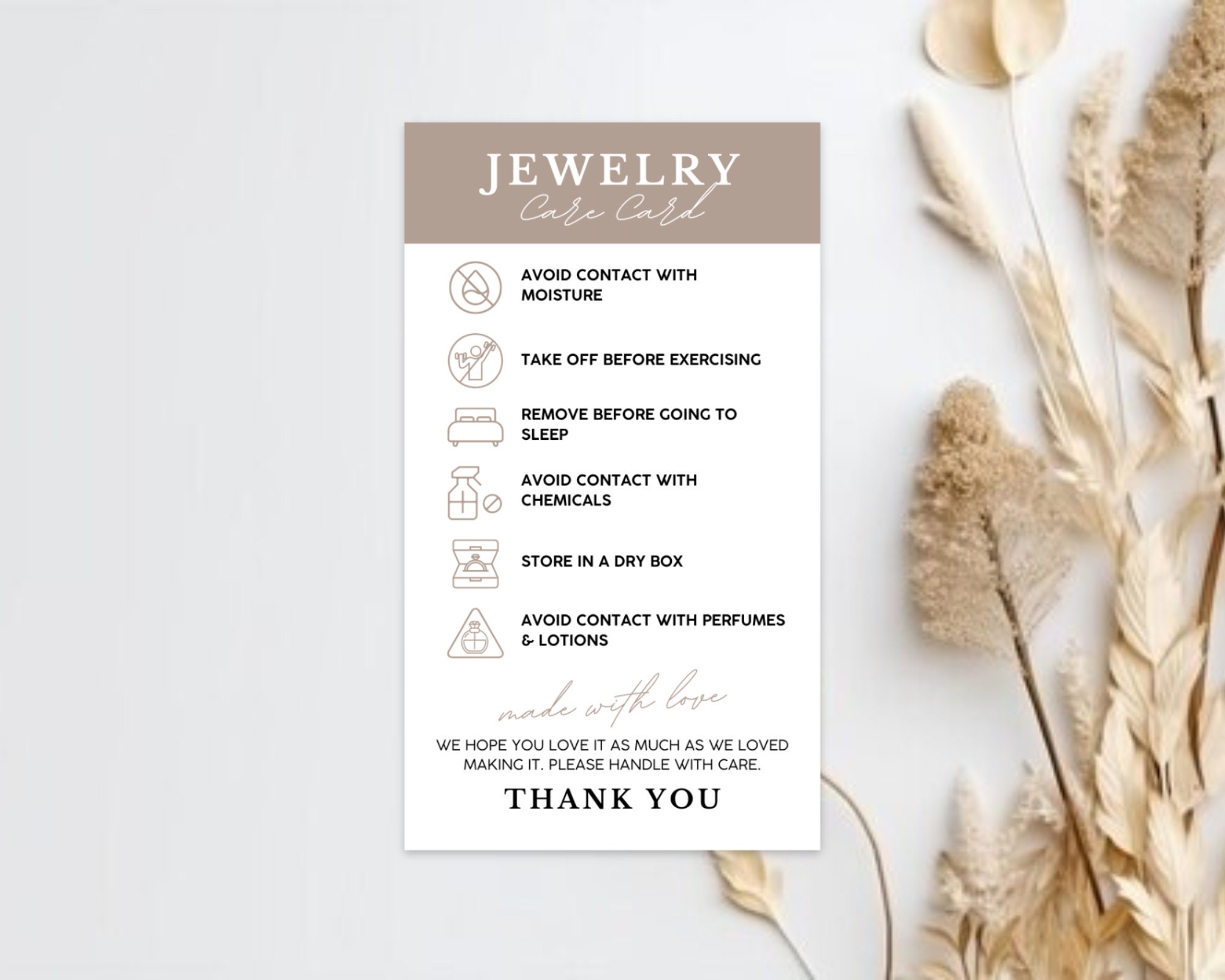 Jewelry Care Instructions Card Printable Jewelry Care Guide - Etsy