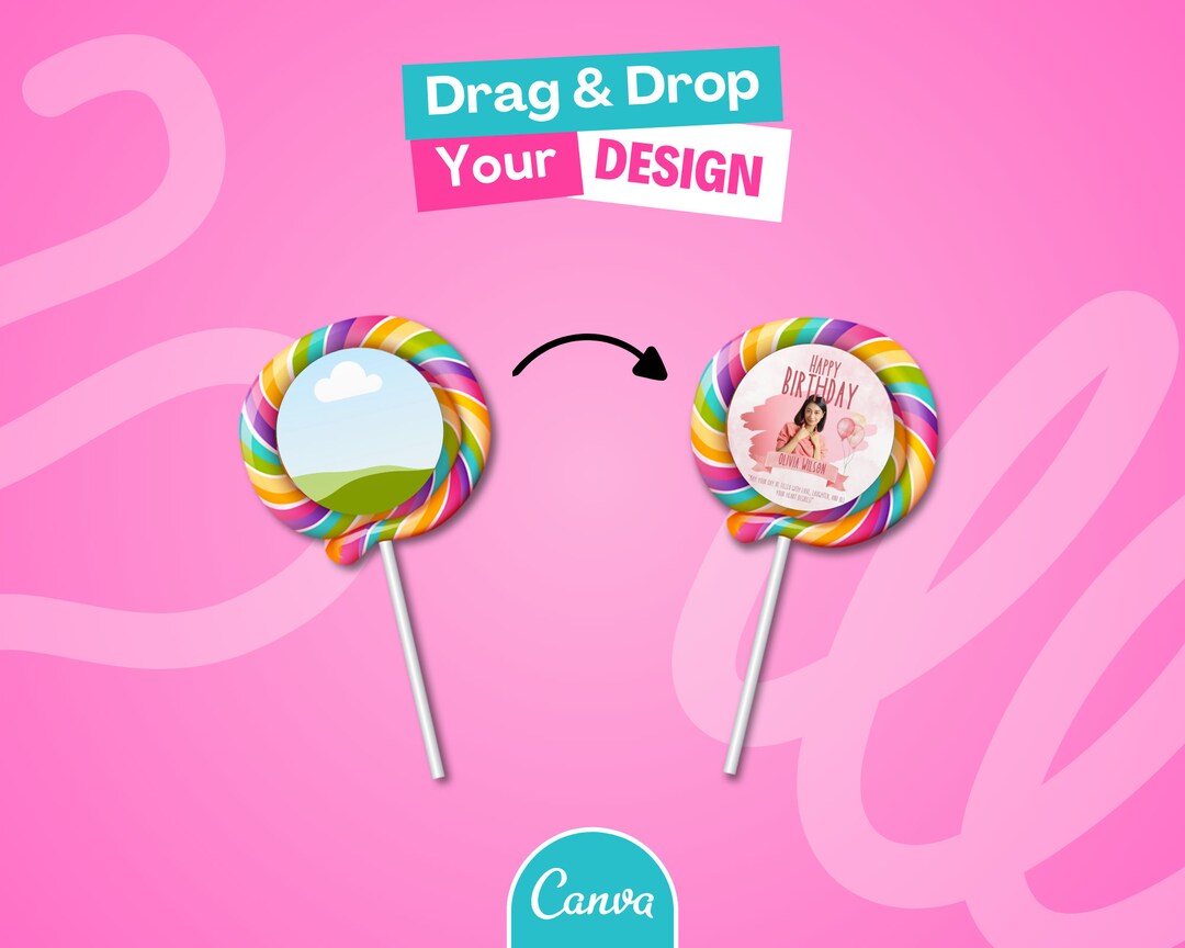 Candy Lollipop Mockup on Canva Party Favors Wrapper Mock Up - Etsy