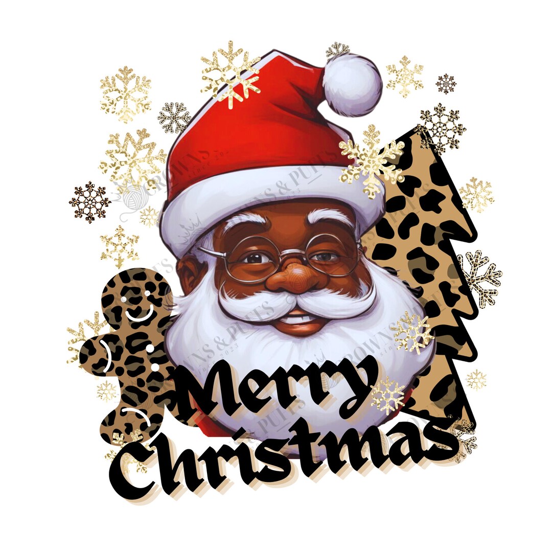 Black Christmas Clip Art PNG Santa Png Black Santa - Etsy
