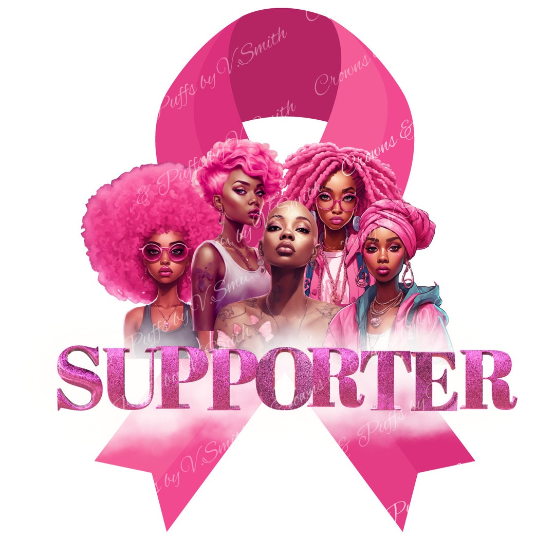 Breast Cancer Awareness Afro, Png Design, Black Women Png, Black Breast ...