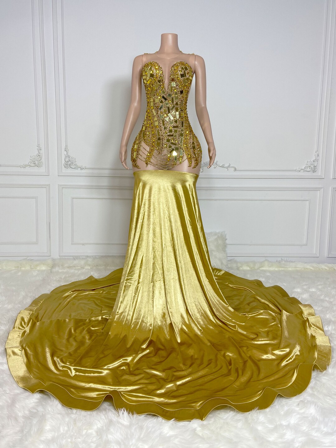 Golden Glow Splendor Yellow & Gold Women's Prom, Birthday Dress - Etsy