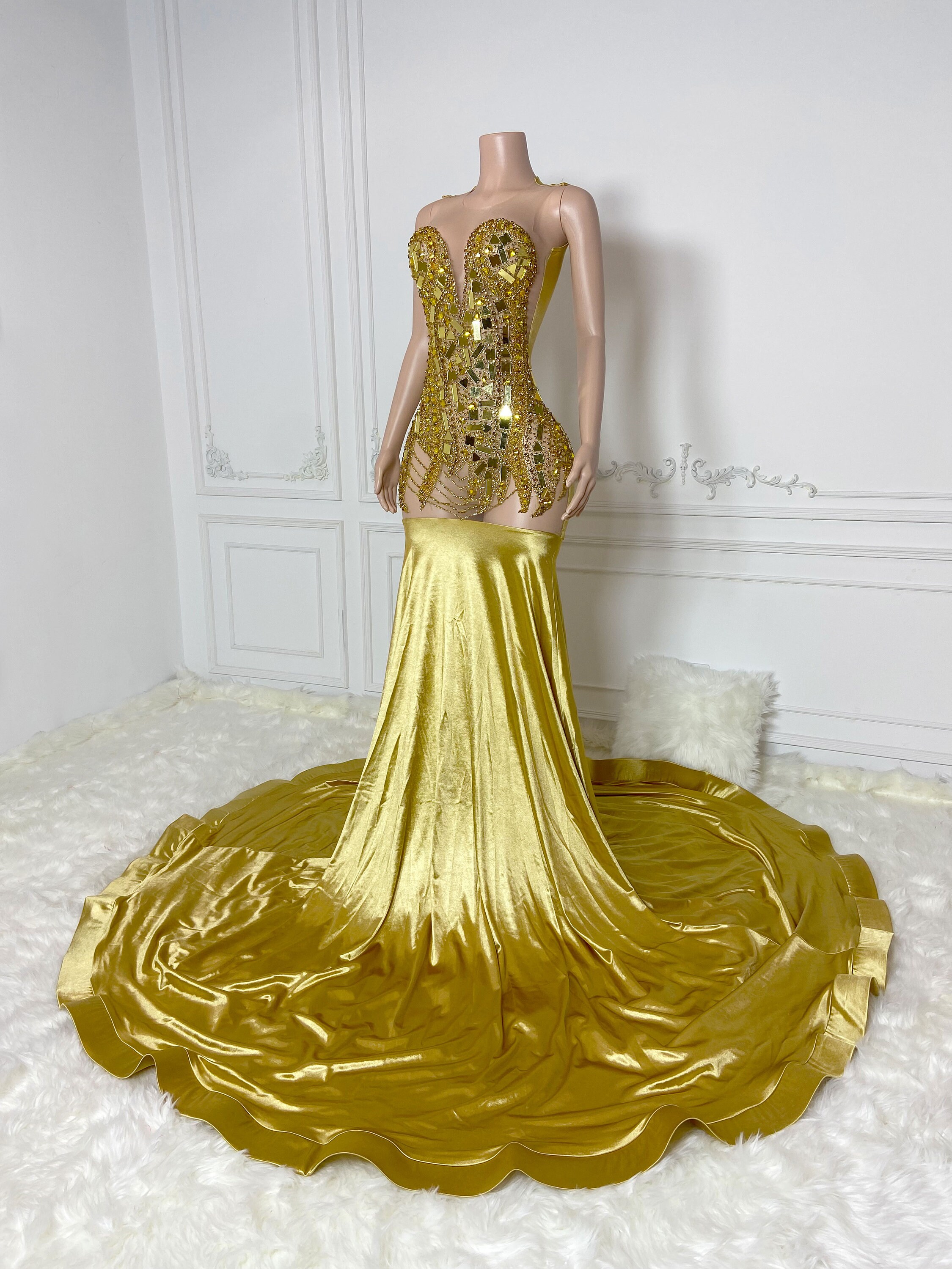 Golden Glow Splendor Yellow & Gold Women's Prom, Birthday Dress - Etsy