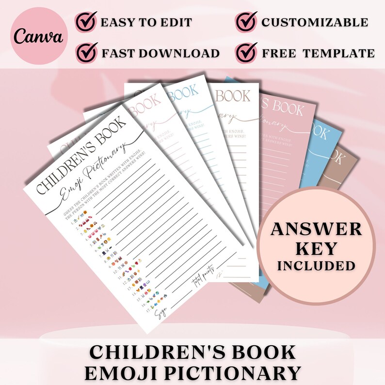 Baby Shower Game Template, Baby Shower Party Game, Children's Book ...