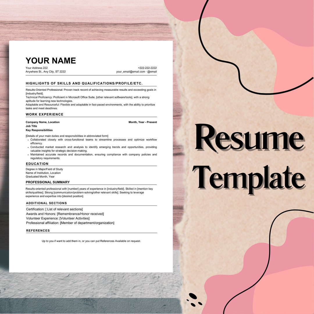 Minimalist Resume Template, Basic Resume Example, Resumetemplate for ...