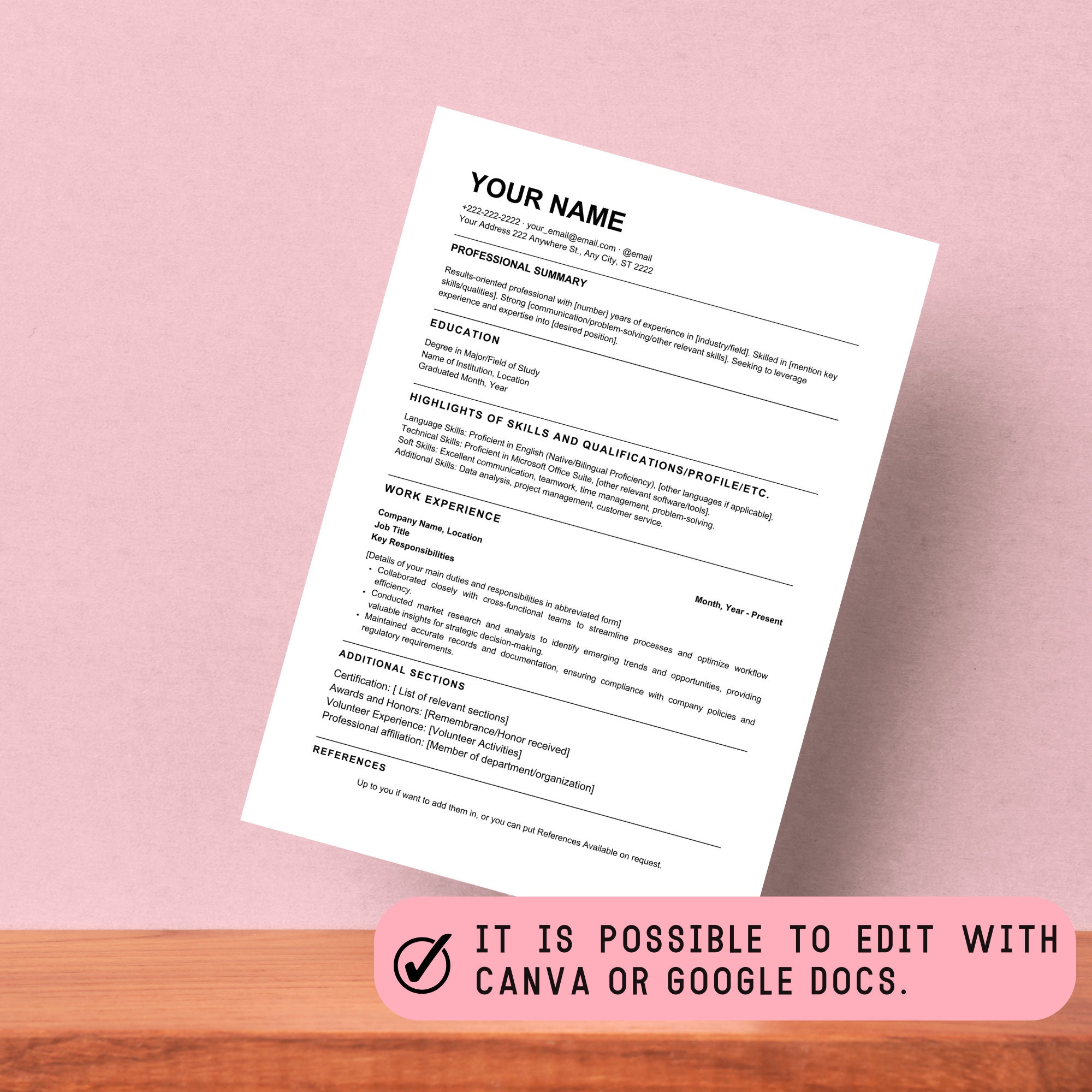 Basic Resume Example, Minimalist Resume Template, Clean Template ...