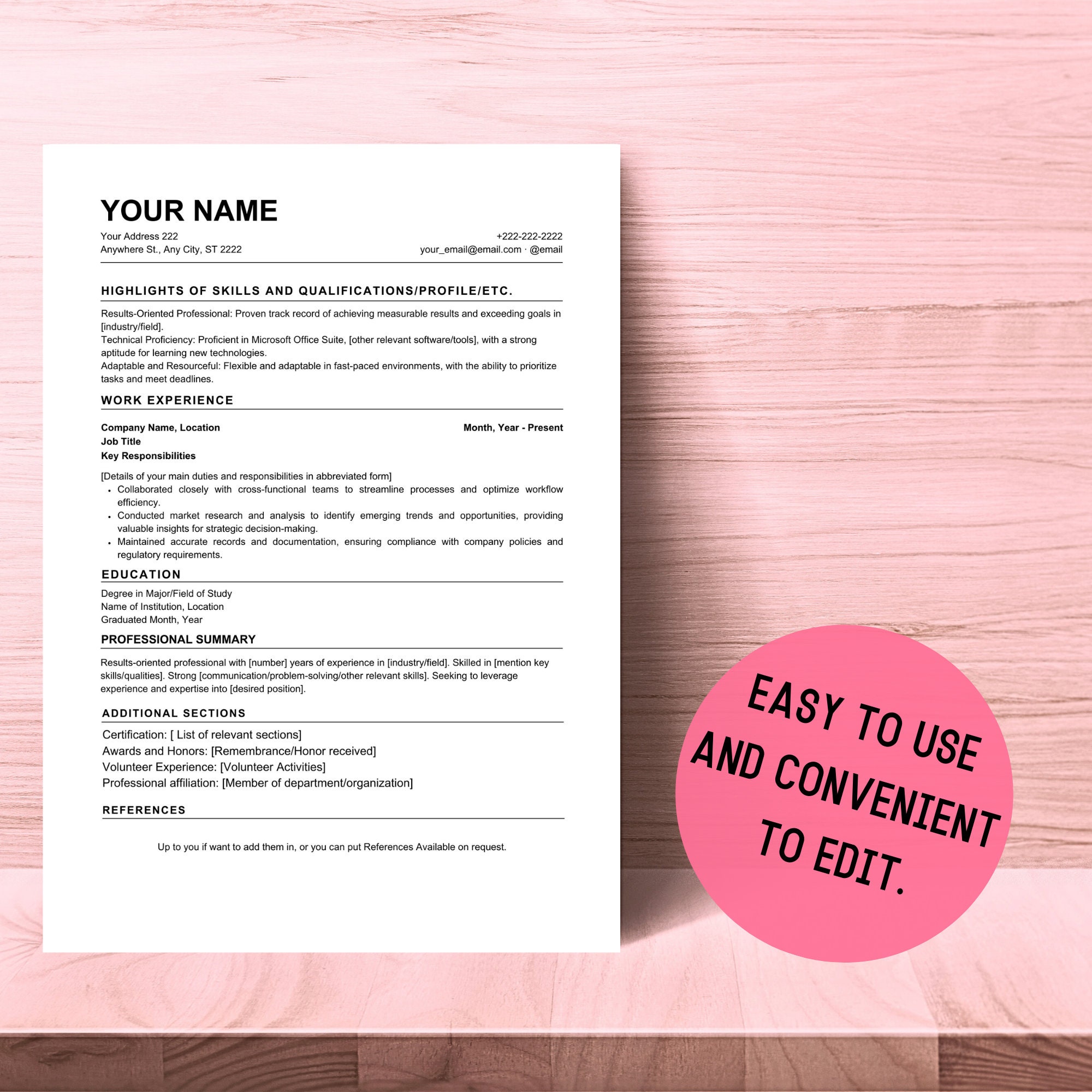 Minimalist Resume Template, Basic Resume Example, Resumetemplate for ...