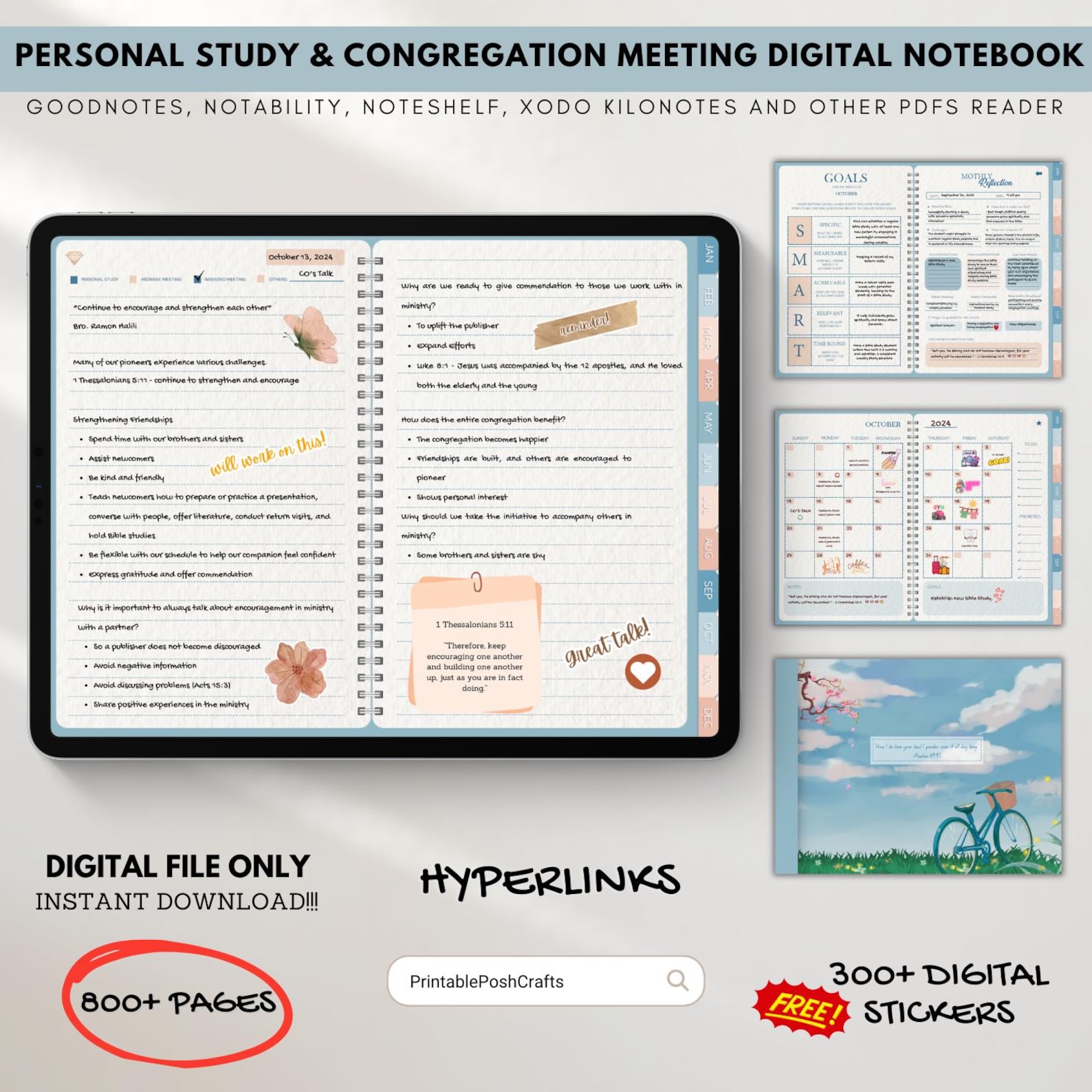 JW Digital Planner: Personal Study & Meeting Notebook (digital Download ...
