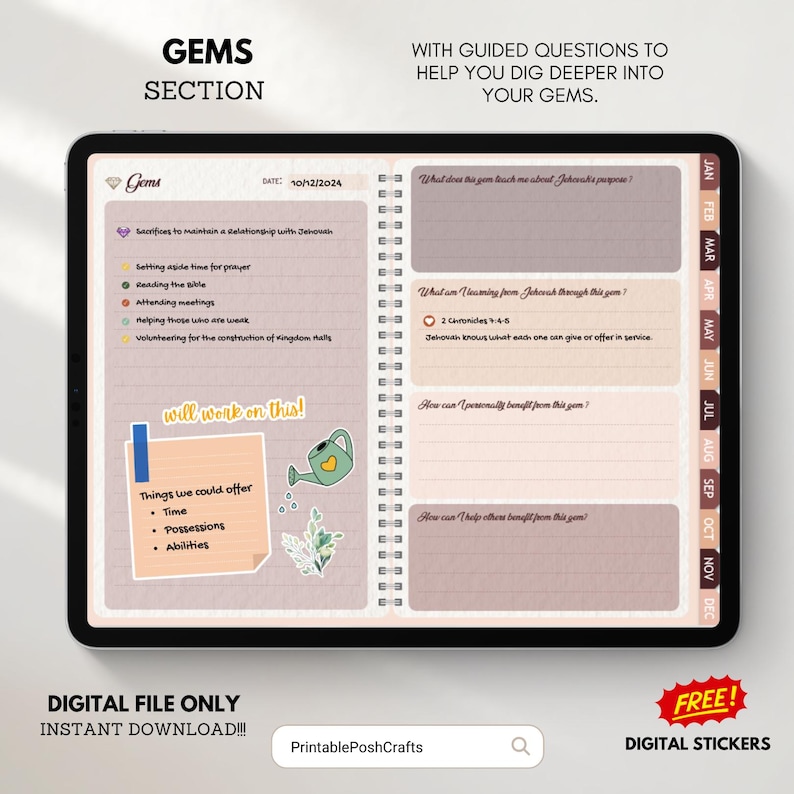 JW Digital Planner: Undated Personal Study & Meeting Notebook (digital ...