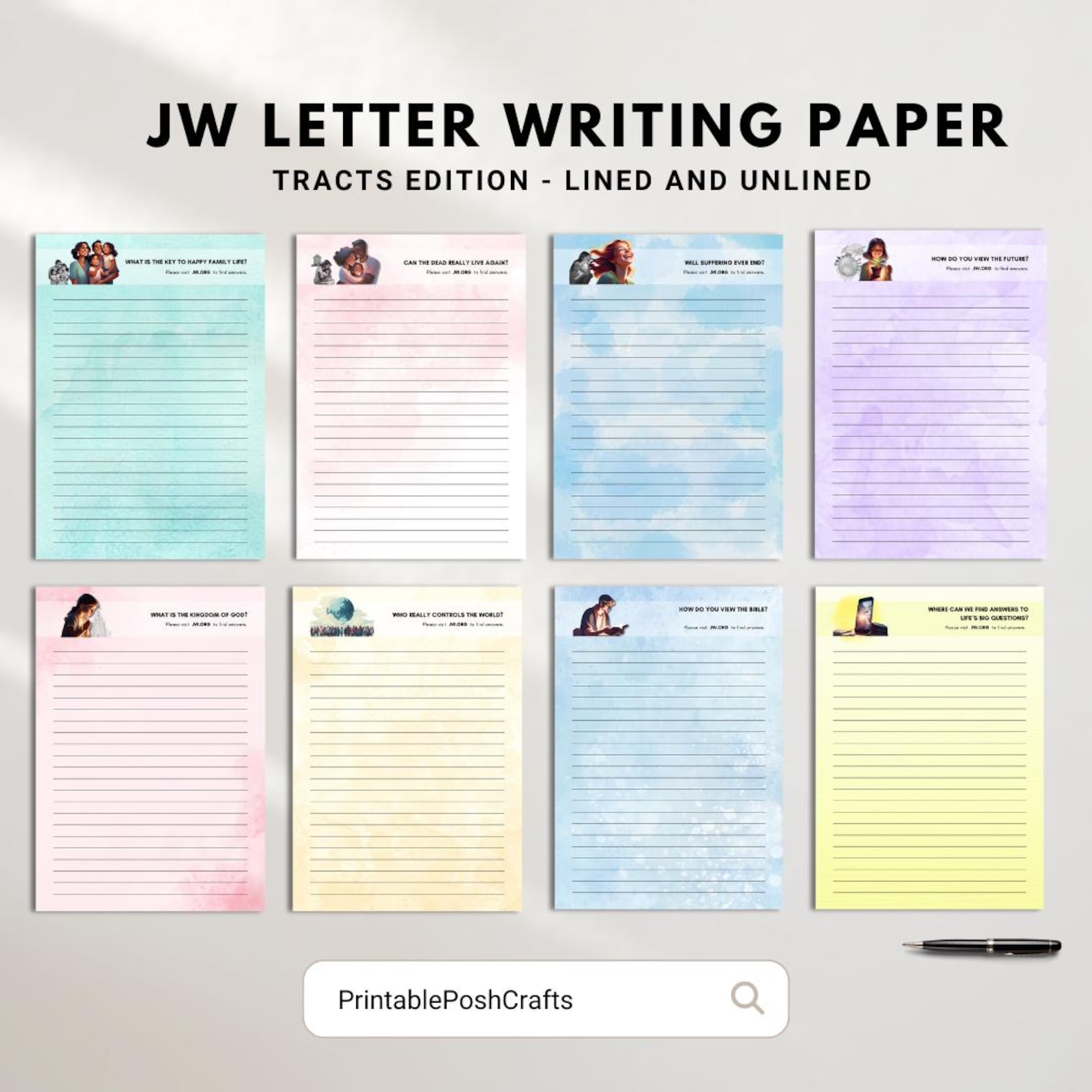 JW Letter Writing Paper Tracts Edition, Lined & Unlined (printable ...