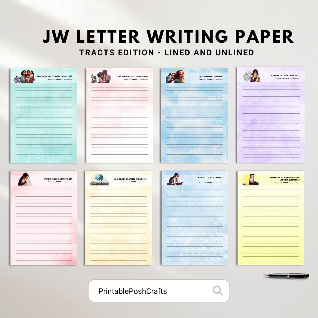 JW Letter Writing Paper: Tracts Edition, Lined & Unlined (printable ...