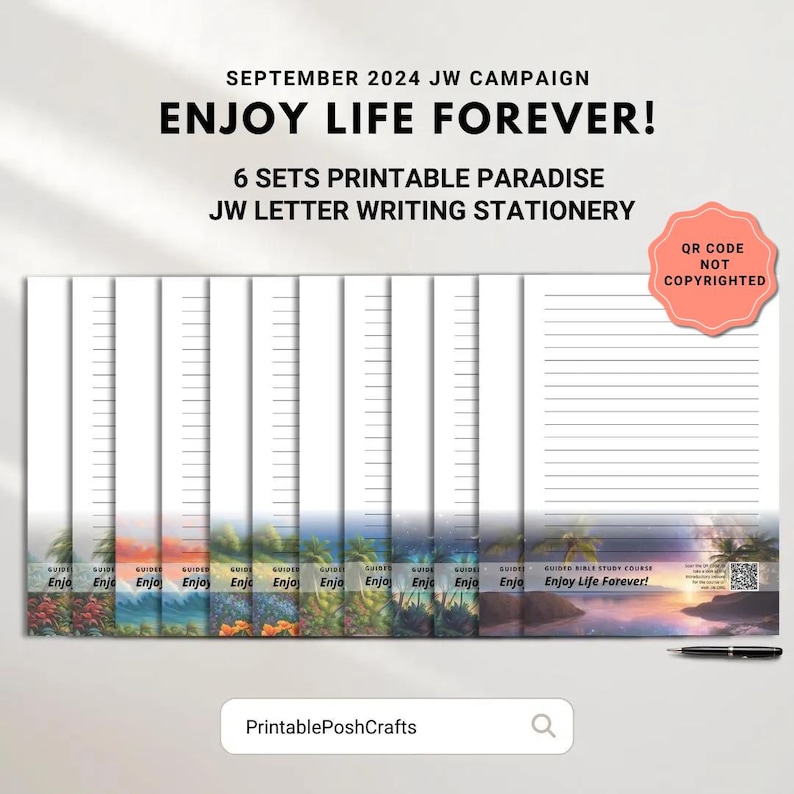 JW Letter Writing Paper: Enjoy Life Forever Campaign (digital Download ...