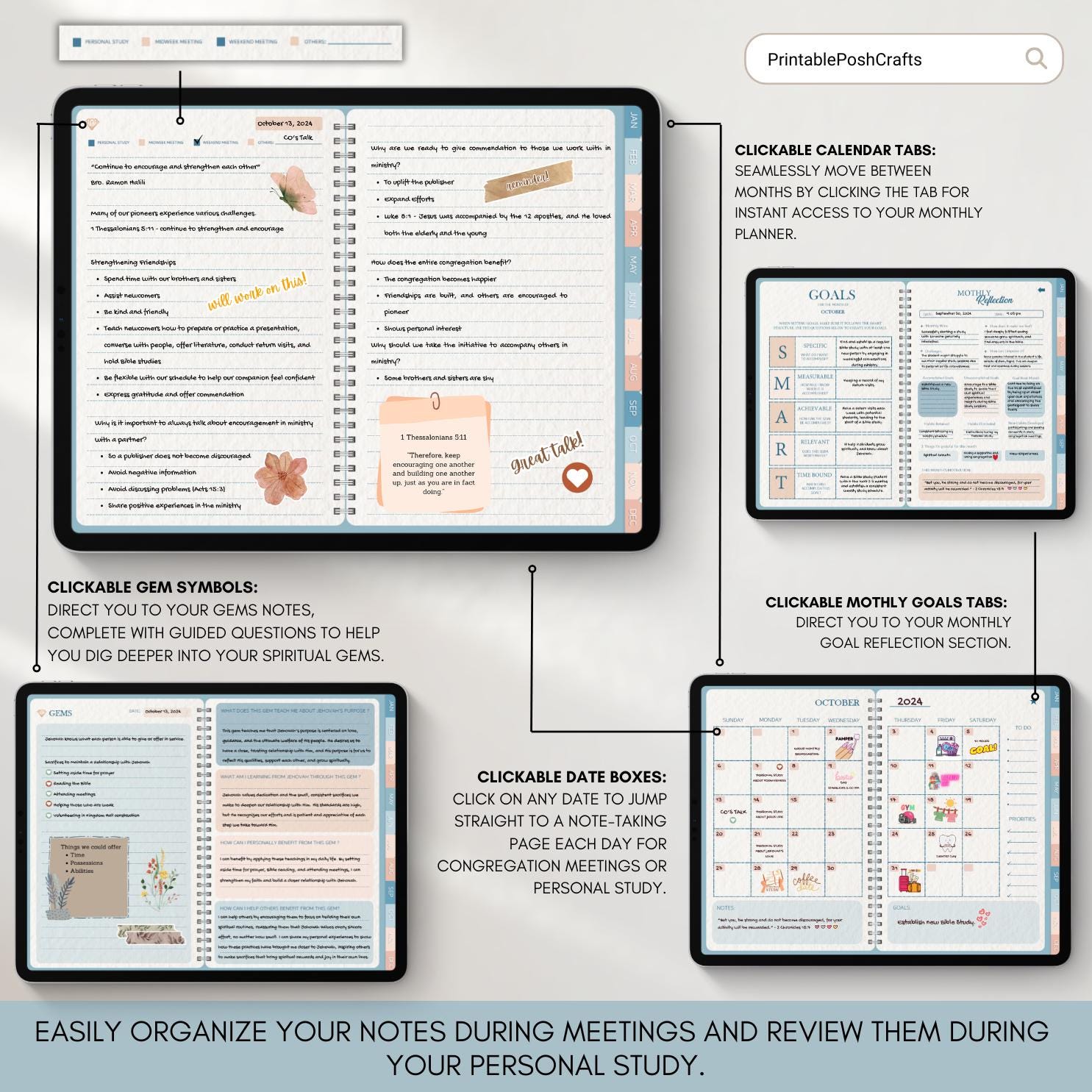 JW Digital Planner: Personal Study & Meeting Notebook (digital Download ...