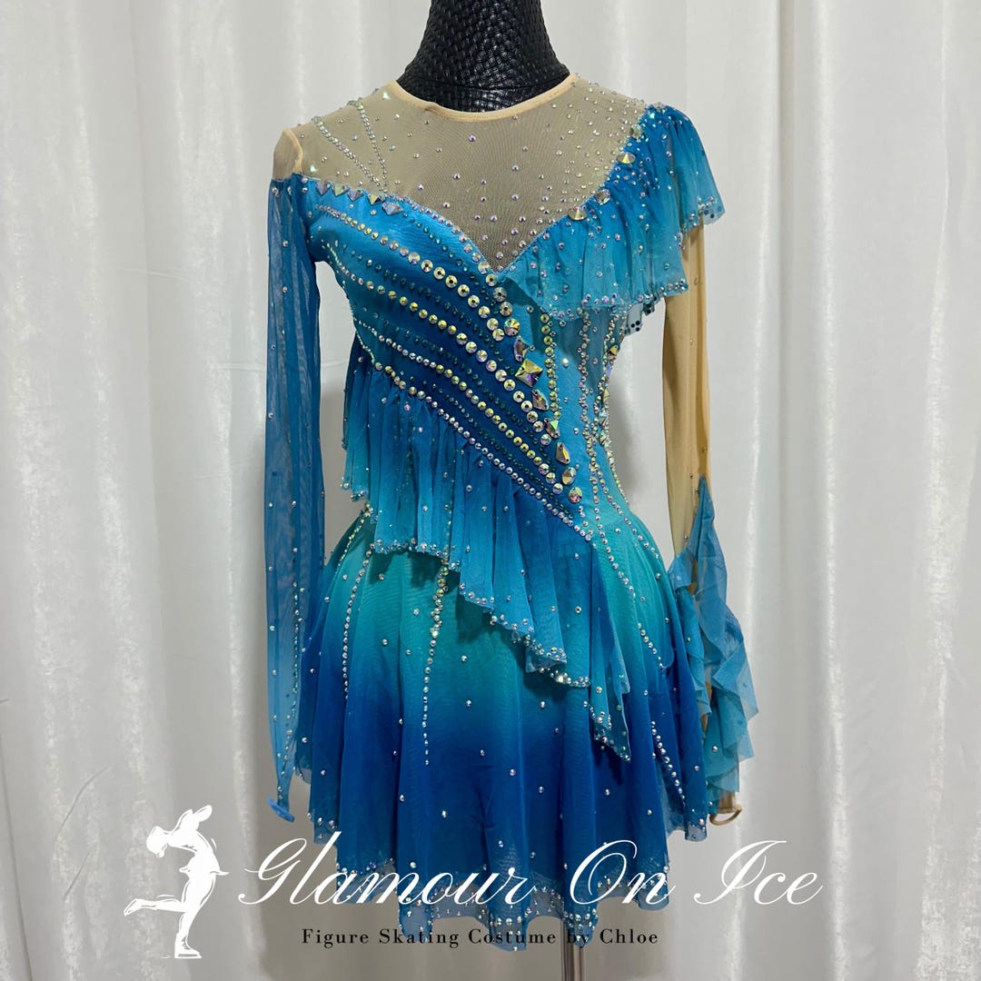 Blue Figure Skating Dress: Custom Competition Ice Skater Costume - Etsy