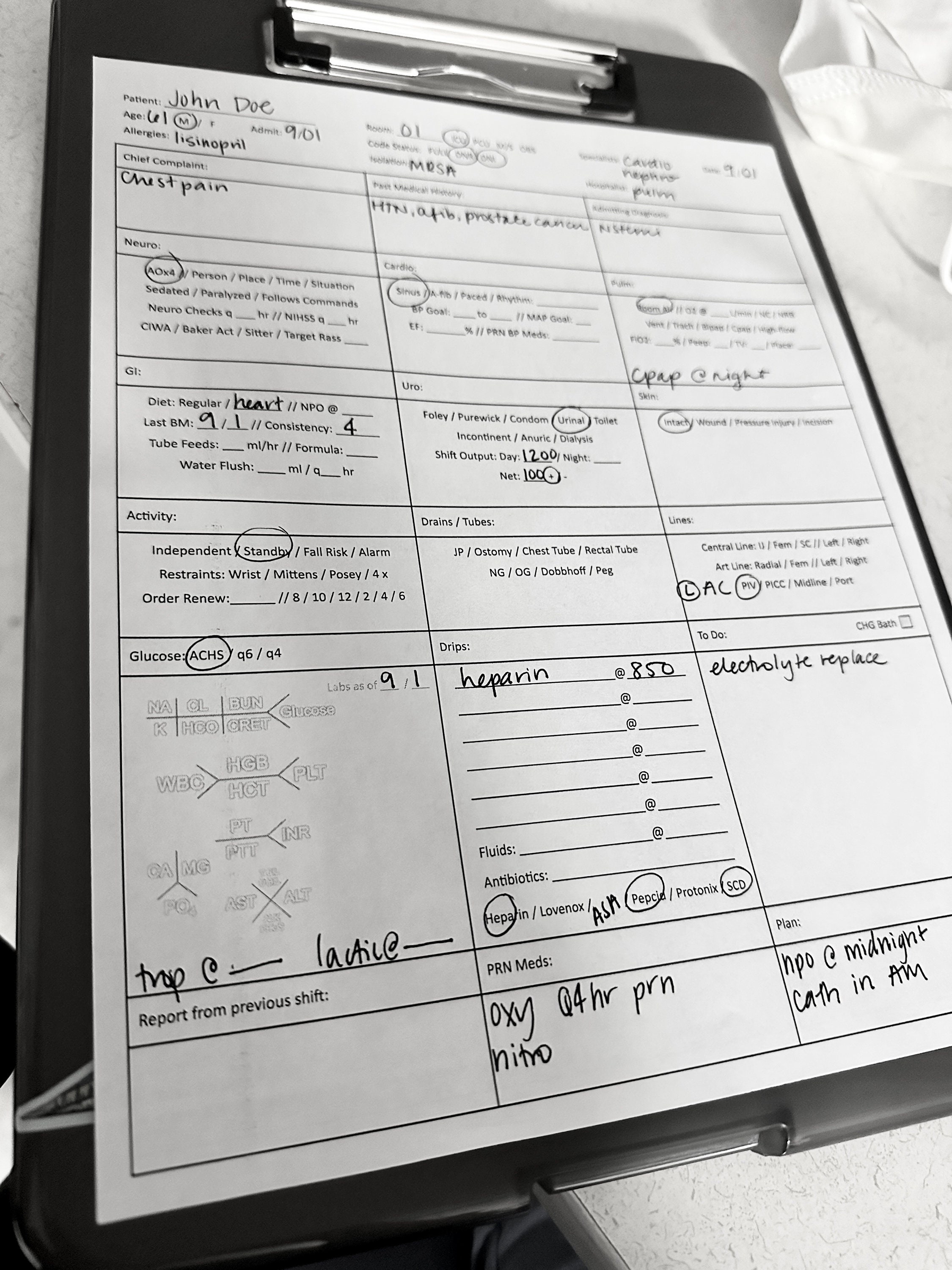 General ICU or PCU Nursing Report Sheet - Etsy