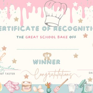 Award Your Top Bakers With This Certificate, Perfect for Celebrating ...