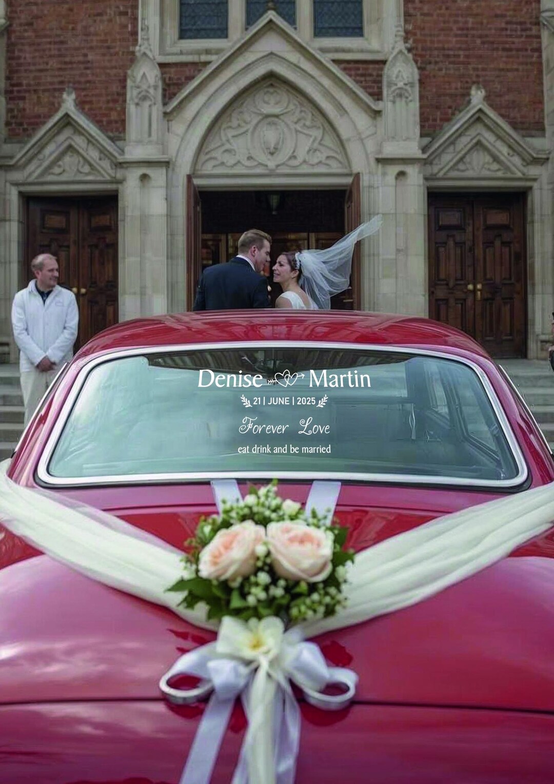 Personalized Wedding Car Decal | Names & Date Vinyl Sticker - Etsy