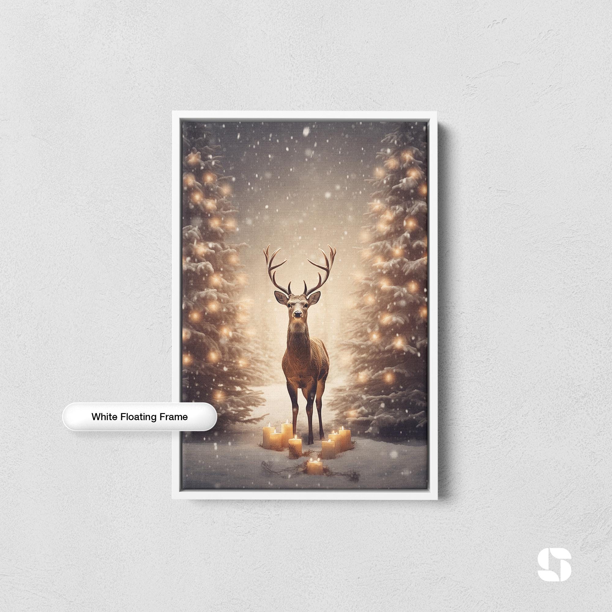 Christmas Reindeer Poster, Vintage Christmas Art Print, Santa's Deer ...