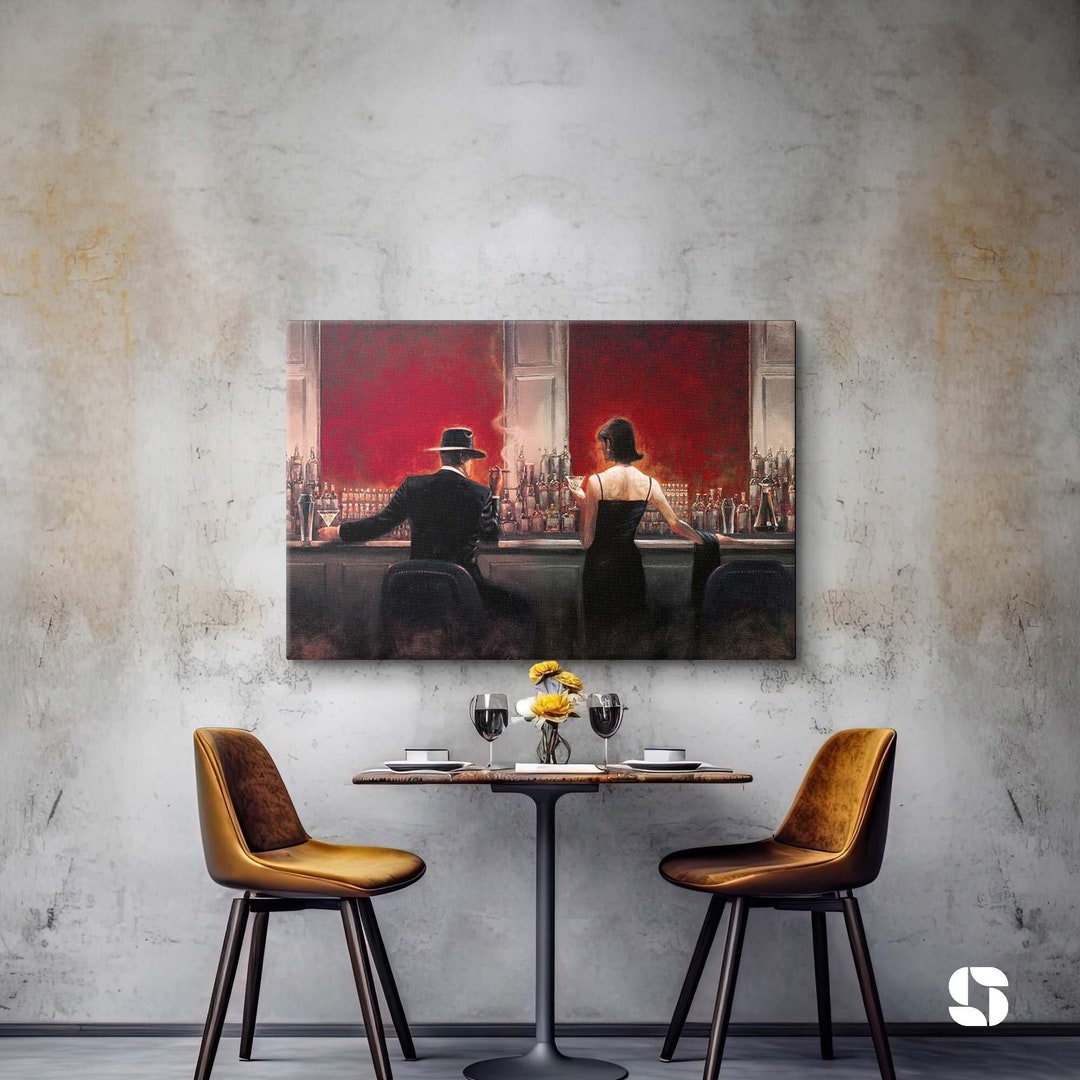 Cigar Bar and Evening Lounge Poster, Famous Man and Woman Bar Canvas ...