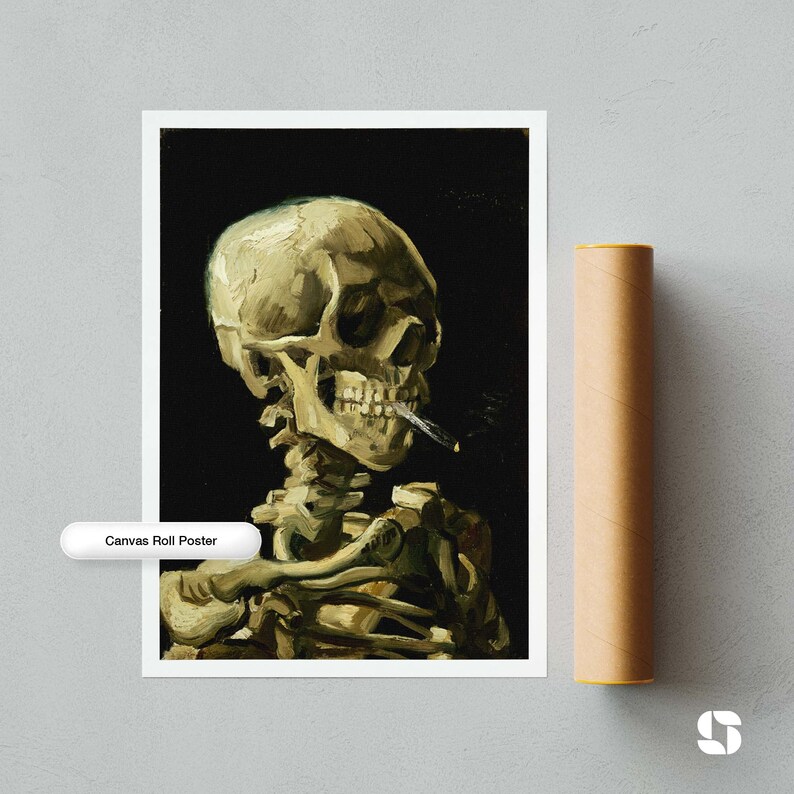 Vincent Van Gogh Print, Skull With Burning Cigarette Canvas ...