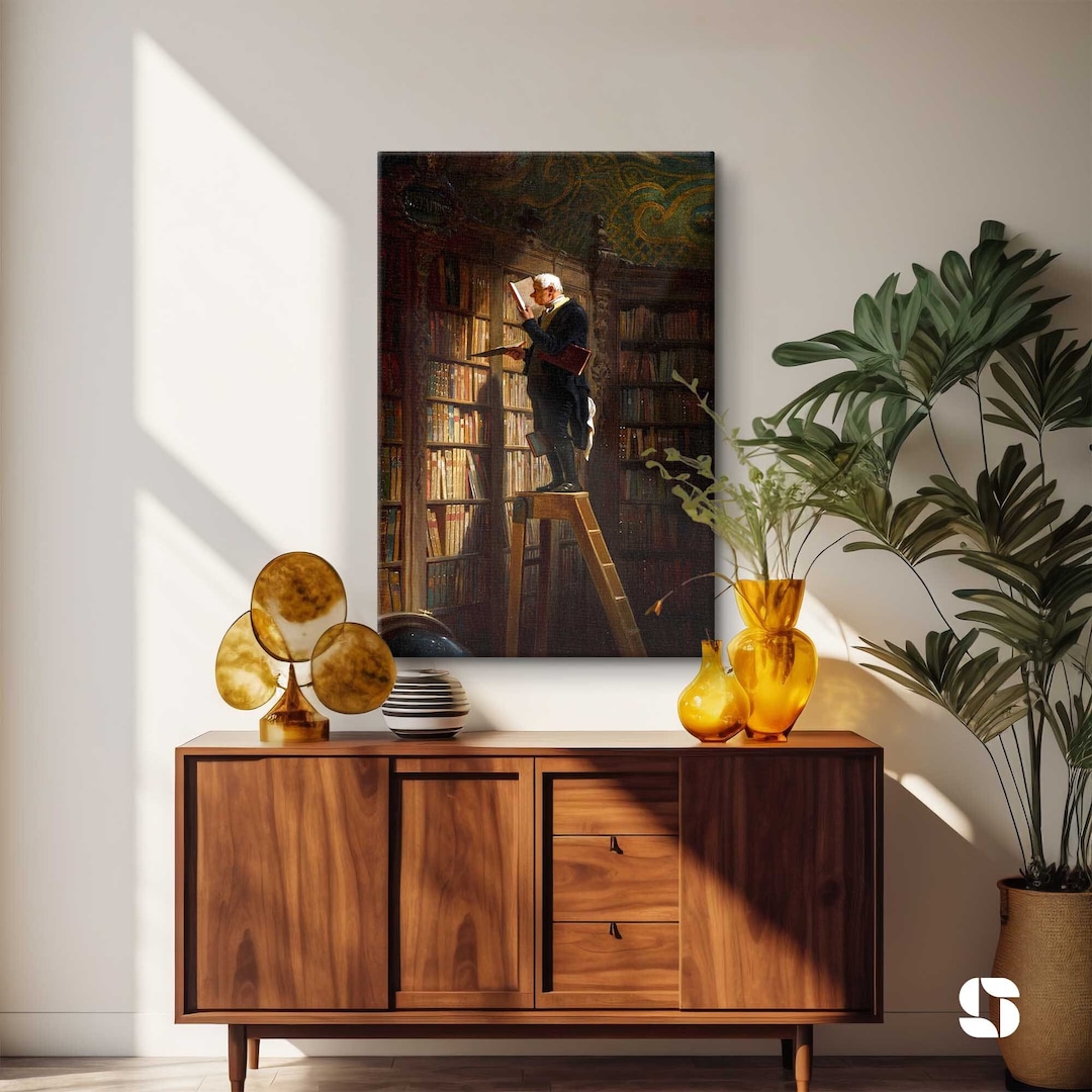 The Bookworm Print, Carl Spitzweg Canvas, Booklovers Art, Exhibition ...