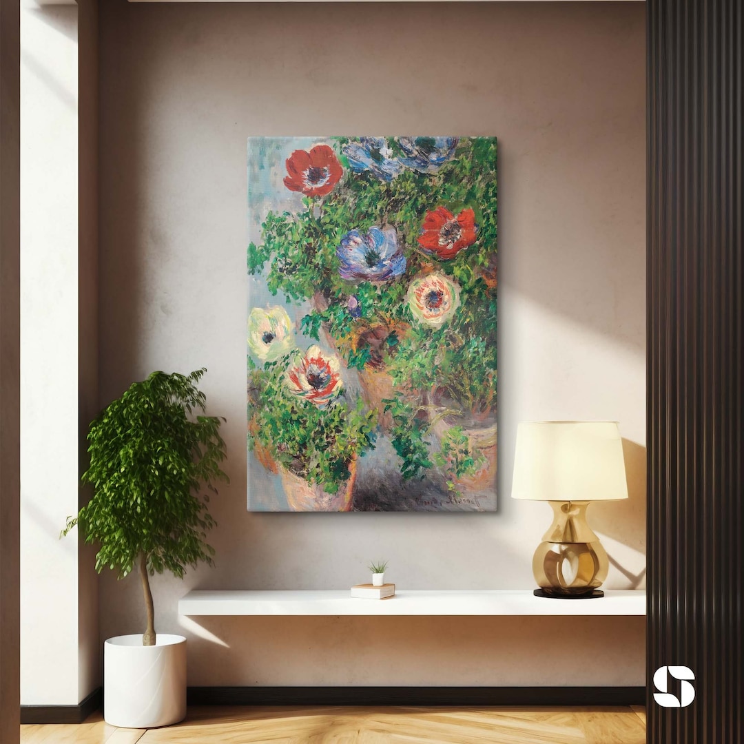 Claude Monet Anemones in Pot, Claude Monet Print, Exhibition Poster ...