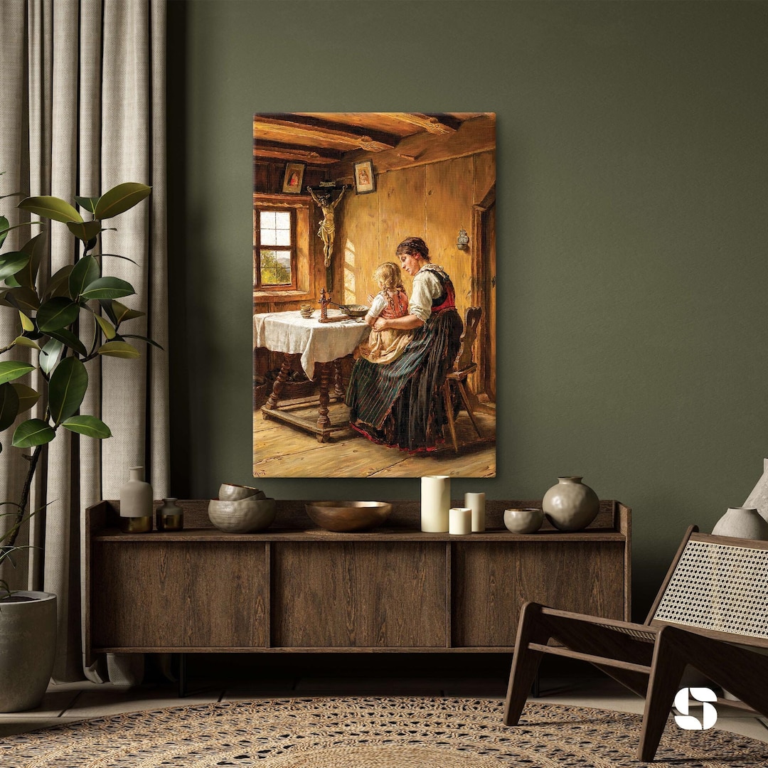 Karl Gebhardt Saying Grace Print, Mother Teaching Daughter to Pray ...