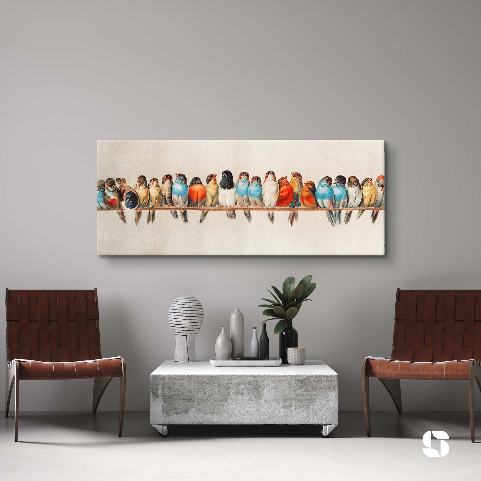 A Perch of Birds Print, Hector Giacomelli Canvas, Japanese Wall Art ...