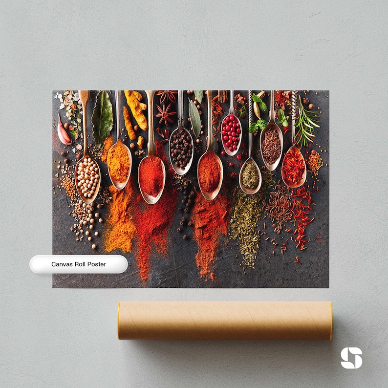 Spices Wall Art, Foods and Spices Poster, Farmhouse Kitchen Wall Decor ...
