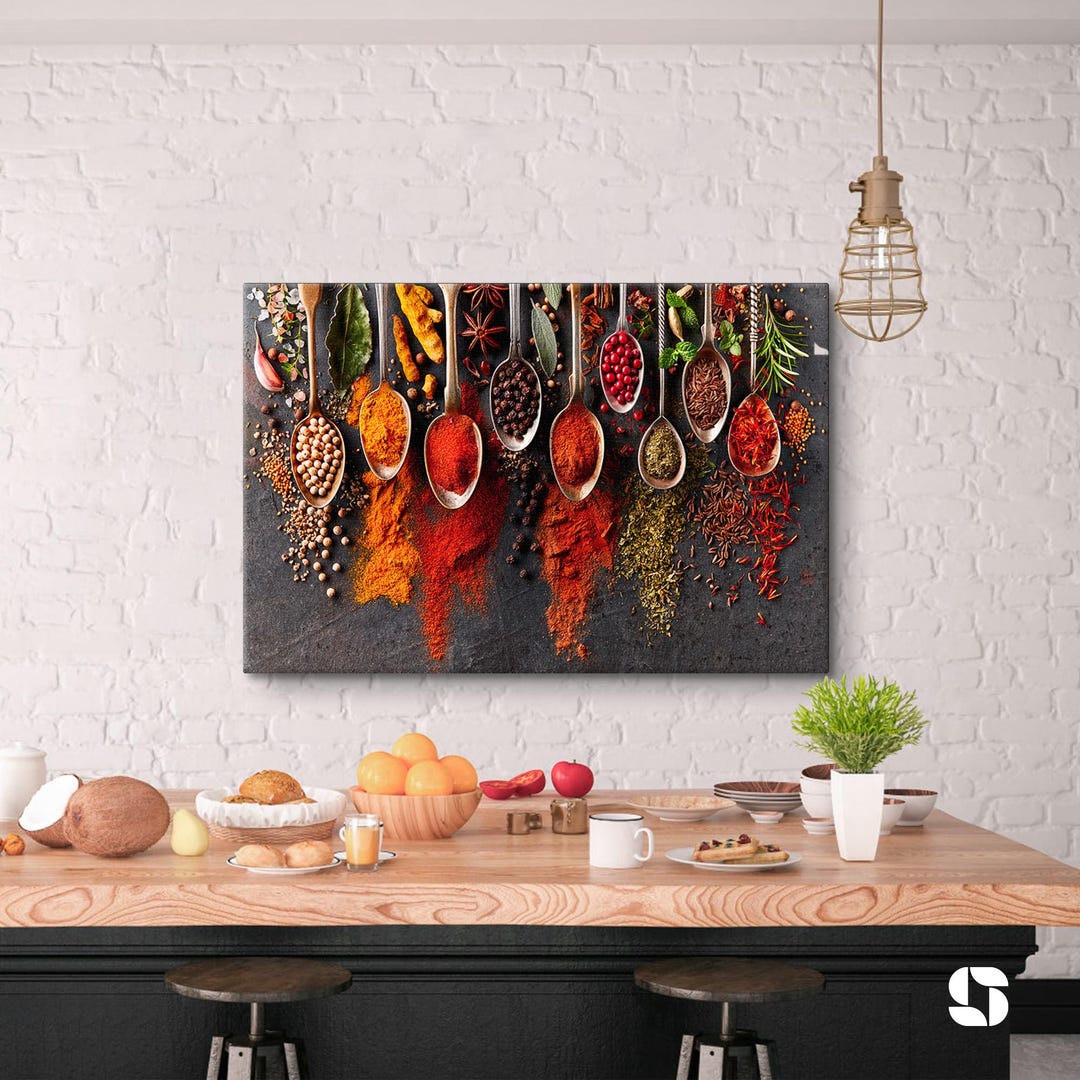 Spices Wall Art, Foods and Spices Poster, Farmhouse Kitchen Wall Decor ...