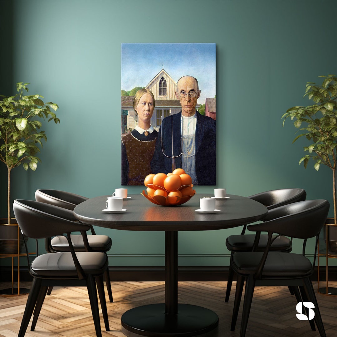 American Gothic by Grant Wood Canvas, American Gothic Poster, American ...