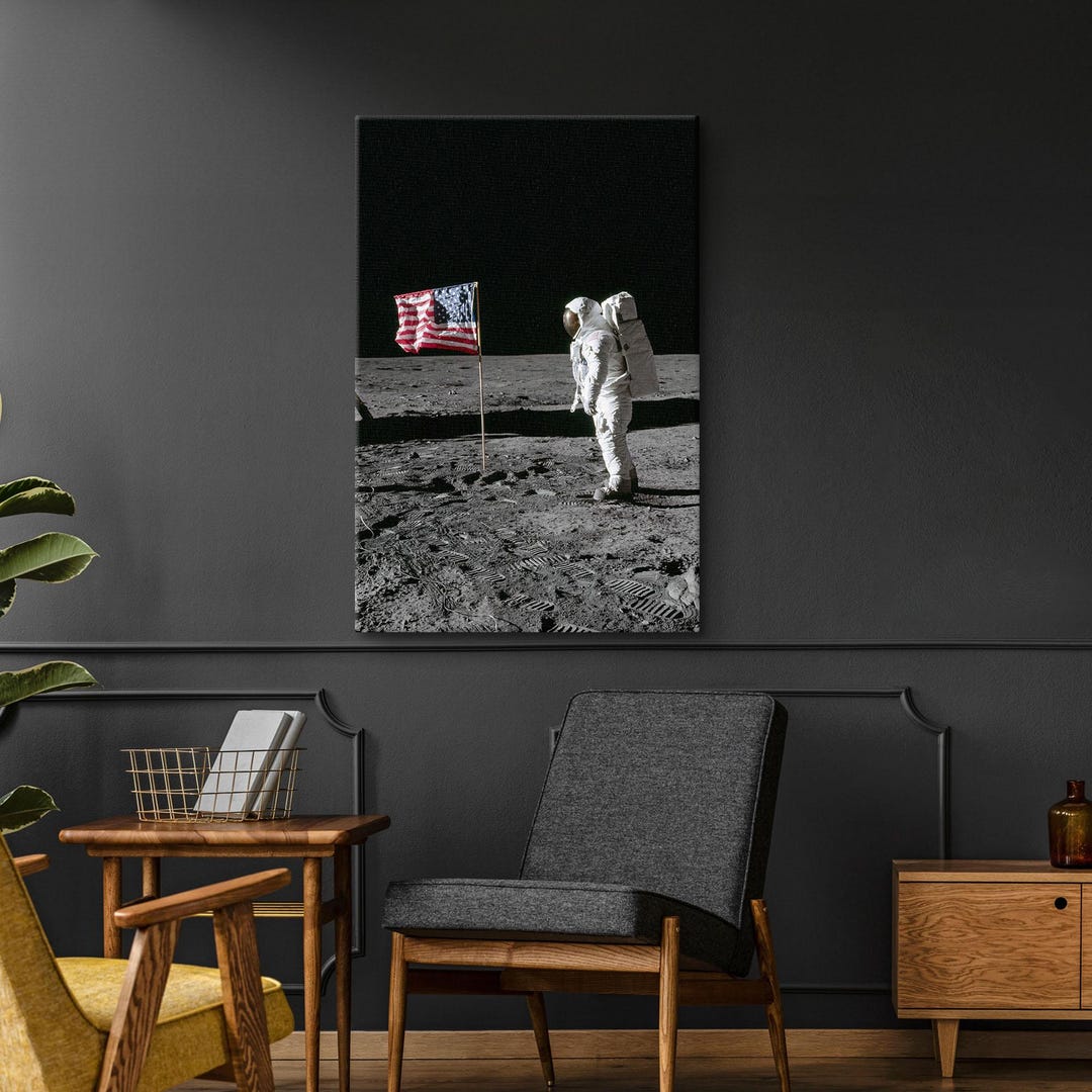 Neil Armstrong Walks on the Moon Tribute Canvas, Apollo 11 Moon Walk ...